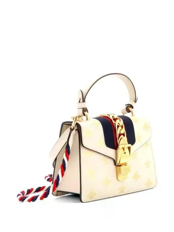 Gucci Sylvie Top Handle Mini Shoulder Bag Printed Leather