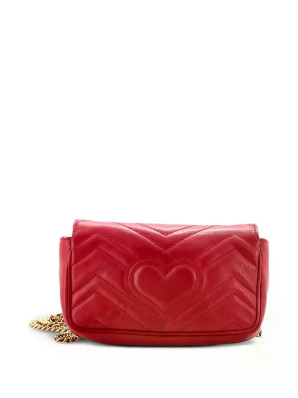 Gucci Gg Marmont Flap Super Mini Crossbody Bag Matelasse Leather - Red
