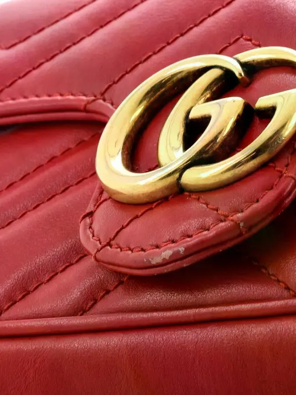 Gucci Gg Marmont Flap Super Mini Crossbody Bag Matelasse Leather - Red