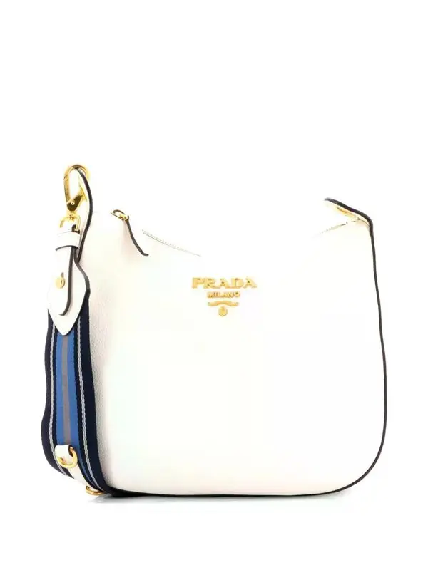 Prada Dual Strap Vitello Daino Medium Hobo Bag - White
