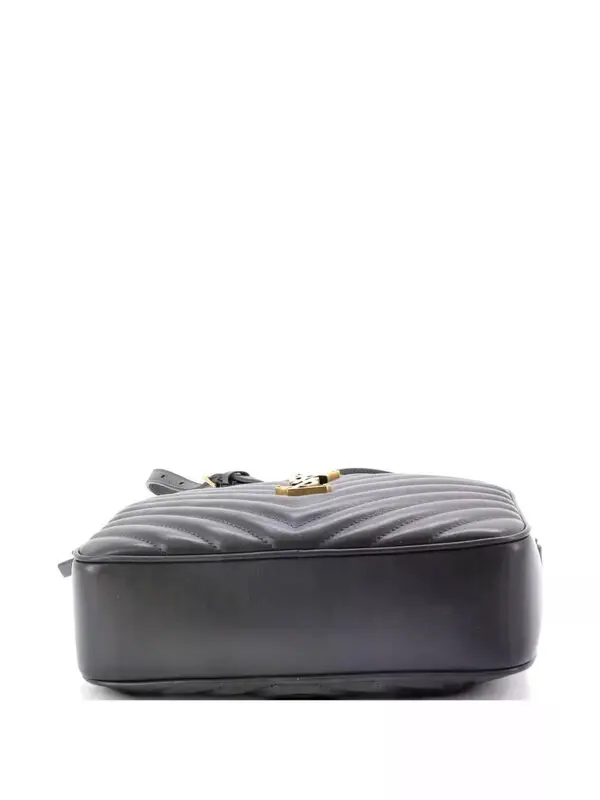 Saint Laurent Lou Camera Matelasse Chevron Leather Crossbody Bag Small - Grey