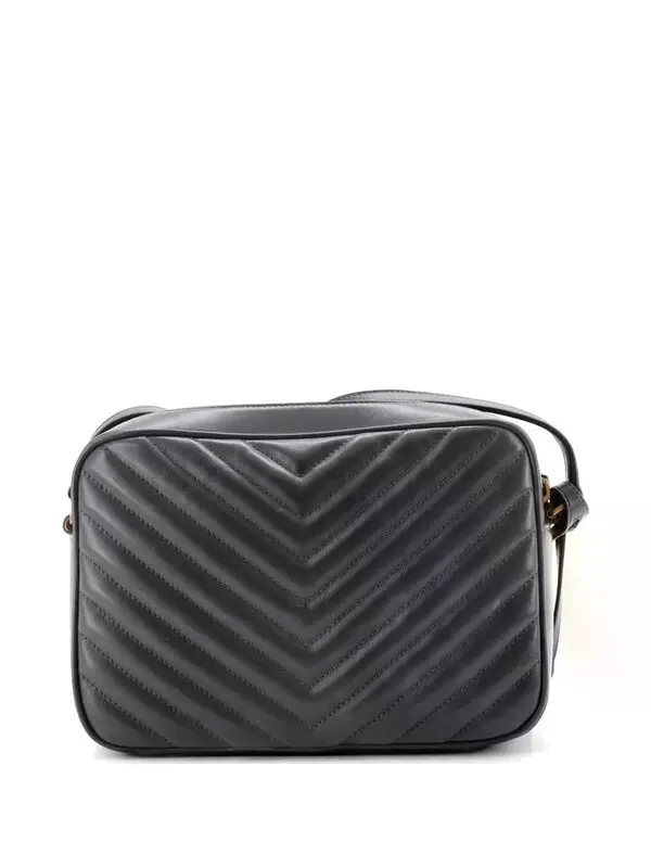 Saint Laurent Lou Camera Matelasse Chevron Leather Crossbody Bag Small - Grey