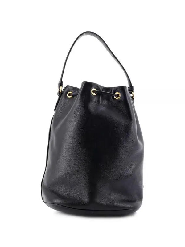 Prada Logo Drawstring Glace Calf Small Bucket Bag
