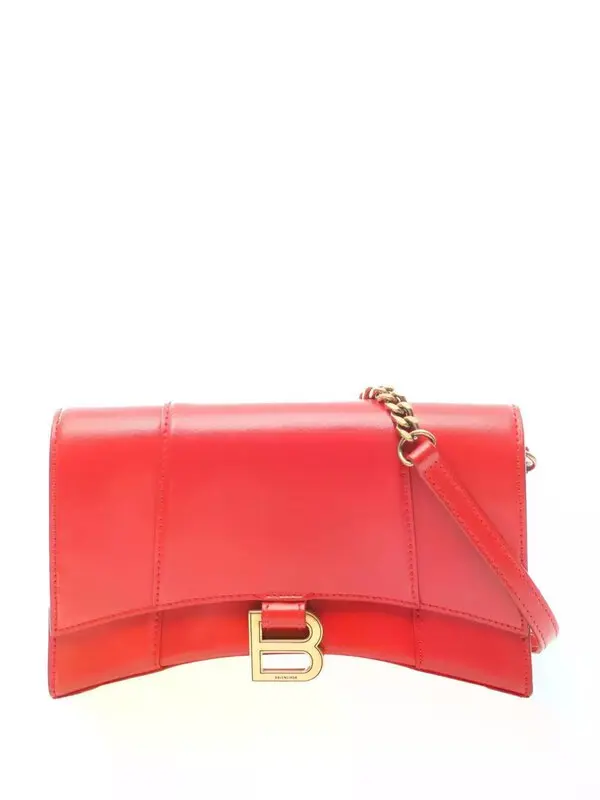 Balenciaga 2010-2026 Calfskin Hourglass Wallet On Chain Crossbody Bag - Red