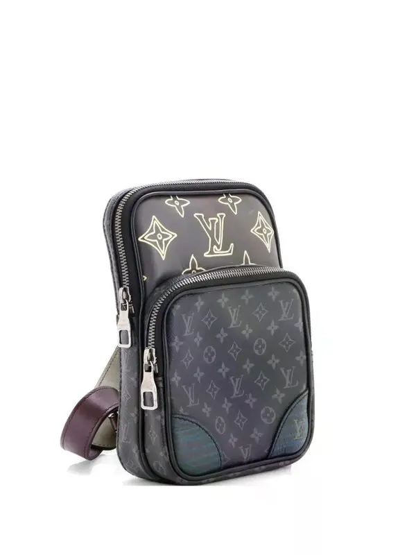 LOUIS VUITTON Amazone Sling Bag Patchwork Monogram Eclipse Canvas And Printed Leather Backpack - Black
