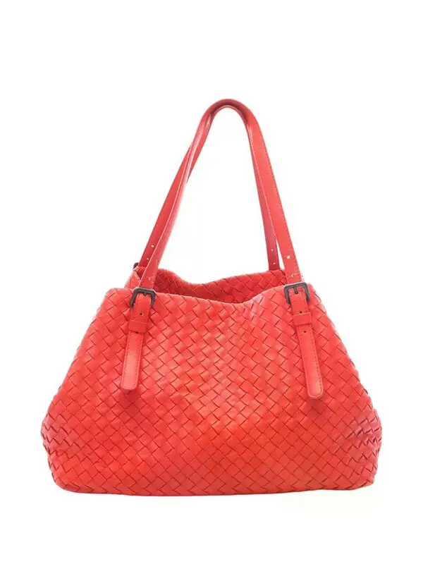 Bottega Veneta 2012-2026 Leather Intrecciato Tote Bag - Red