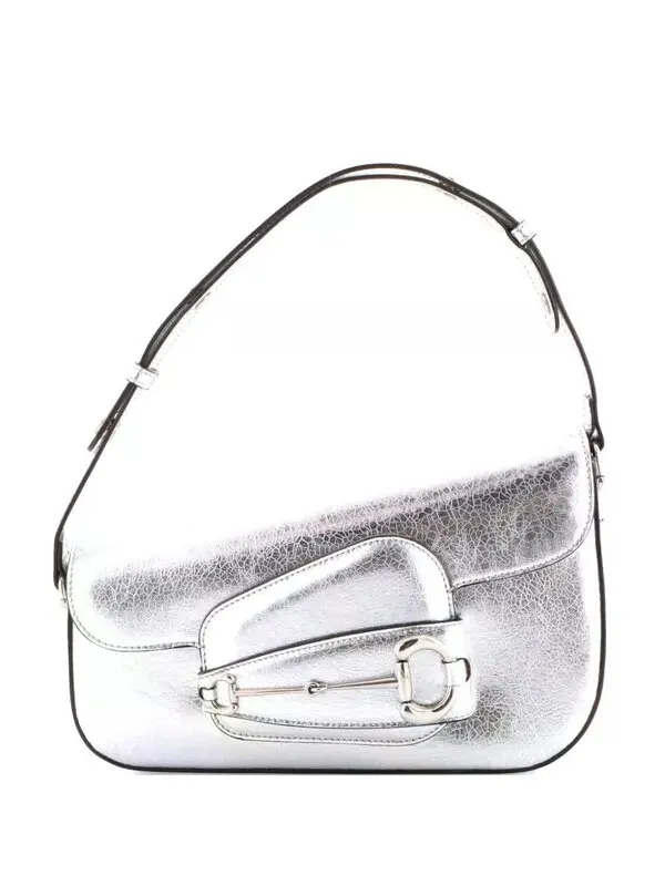 Gucci Horsebit 1955 Asymmetric Small Shoulder Bag - Silver