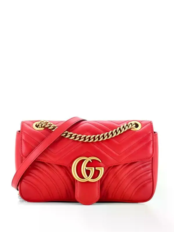 Gucci Gg Marmont Flap Bag Matelasse Leather Small - Red