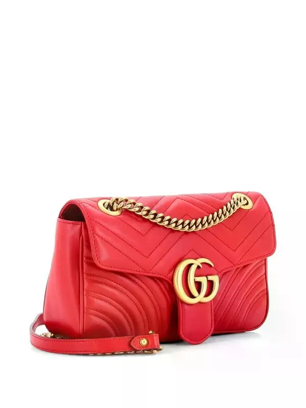 Gucci Gg Marmont Flap Bag Matelasse Leather Small - Red