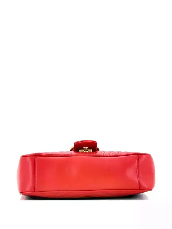 Gucci Gg Marmont Flap Bag Matelasse Leather Small - Red