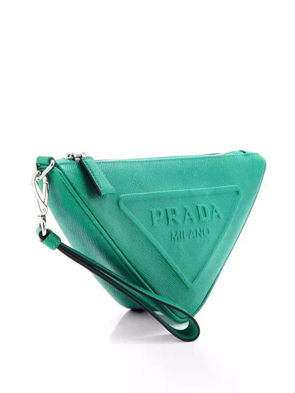 Prada Triangle Logo Saffiano Leather Wristlet Pouch