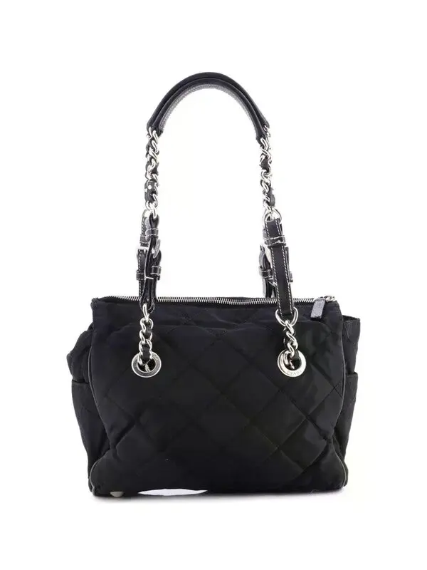 Prada Convertible Chain Tote Quilted Tessuto Medium