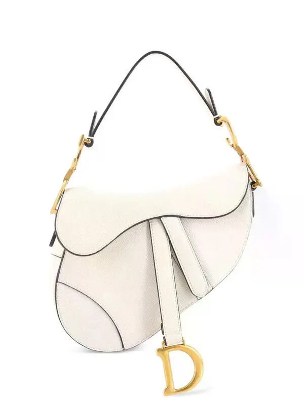 Dior Saddle Handbag Leather Mini Shoulder Bag - White