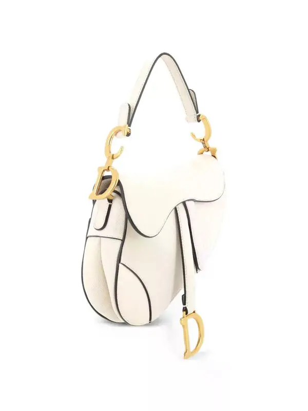 Dior Saddle Handbag Leather Mini Shoulder Bag - White