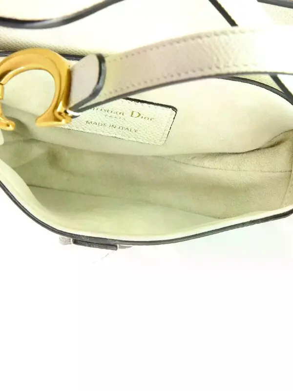 Dior Saddle Handbag Leather Mini Shoulder Bag - White