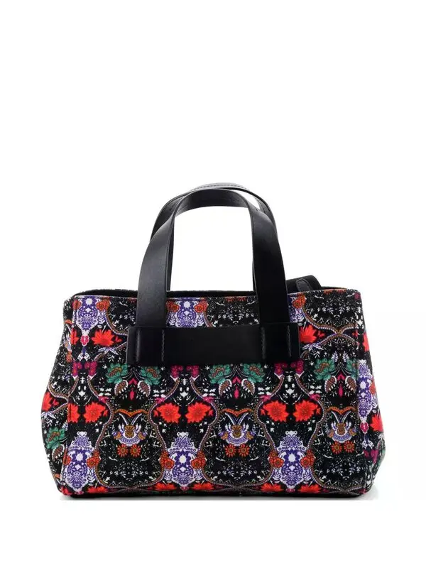 Miu Miu Logo Convertible Canapa Printed Canvas Mini Tote Bag