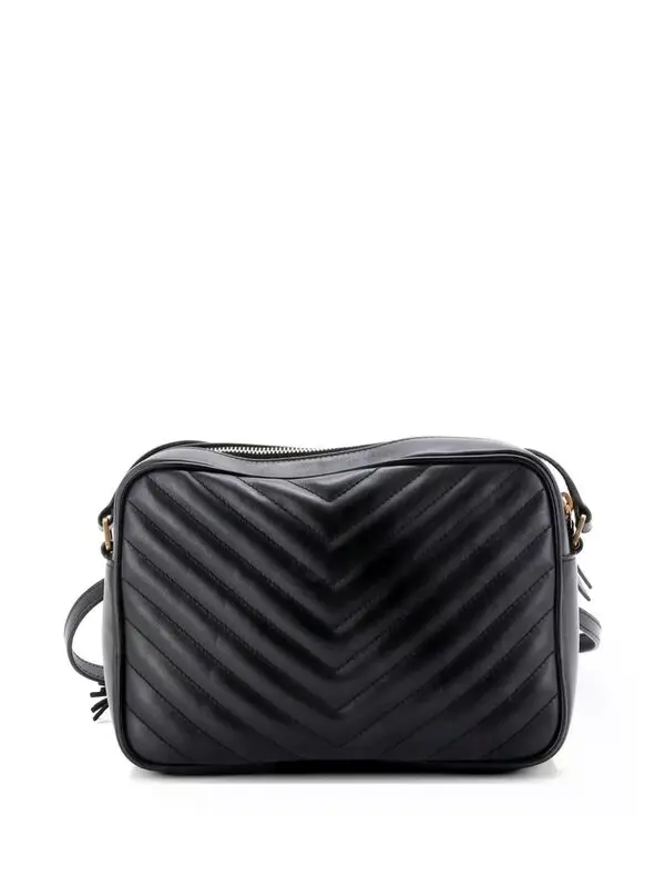 Saint Laurent Lou Camera Bag Matelassé Chevron Leather Small Crossbody Bag - Black
