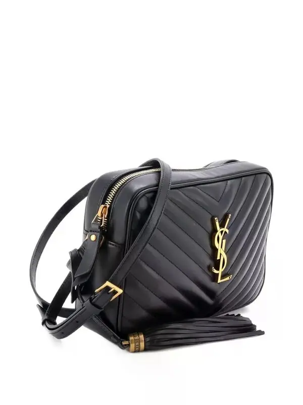 Saint Laurent Lou Camera Bag Matelassé Chevron Leather Small Crossbody Bag - Black