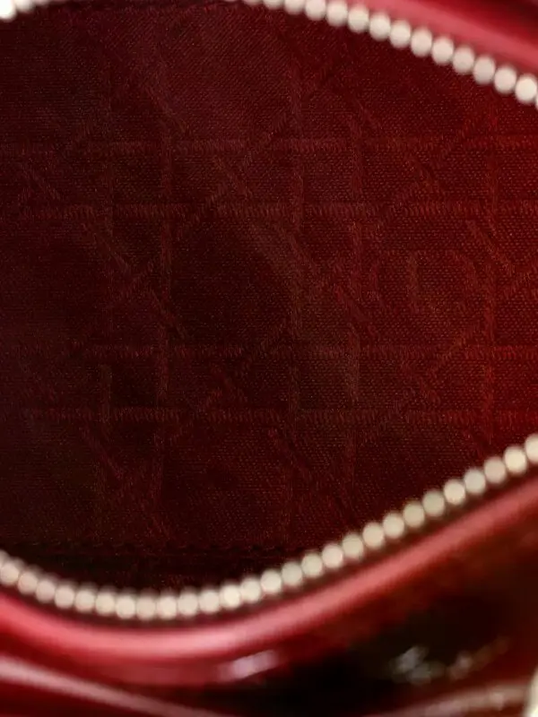Dior Lady Nm Medium Satchel Cannage Quilt Patent - Red