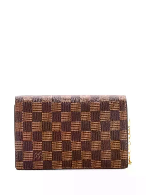 LOUIS VUITTON Vavin Chain Wallet Nm Damier With Leather Crossbody Bag - Brown