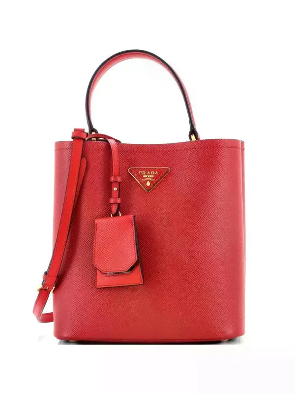 Prada Panier Saffiano Leather Medium Bucket Bag - Red