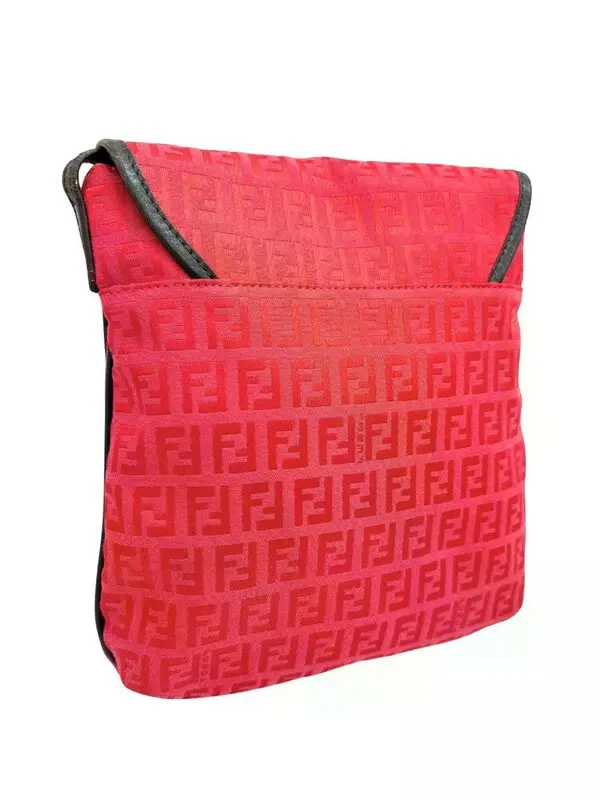 Fendi 2000-2010 Zucchino Canvas Crossbody Bag - Red
