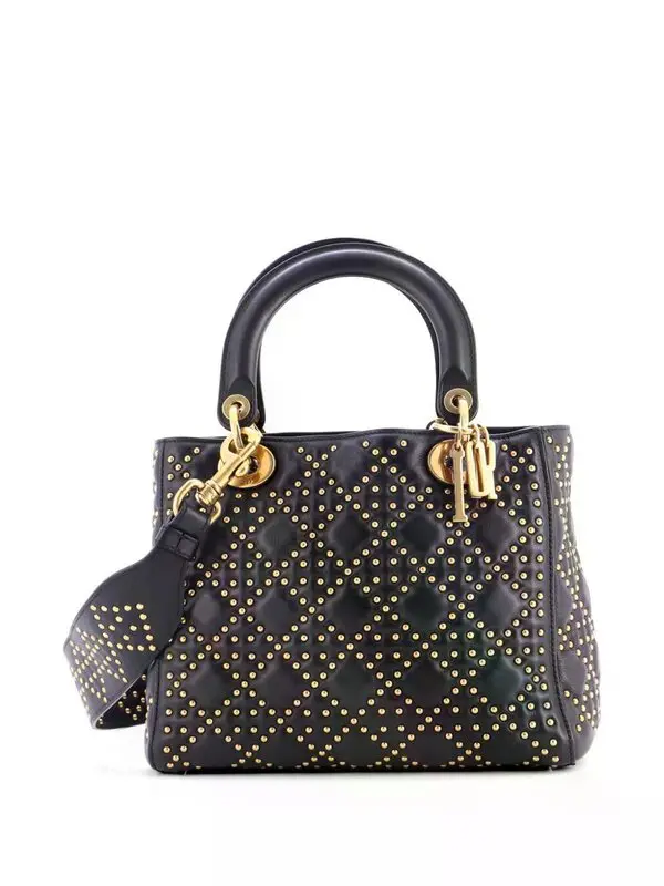 Dior Supple Lady Cannage Studded Lambskin Medium Satchel