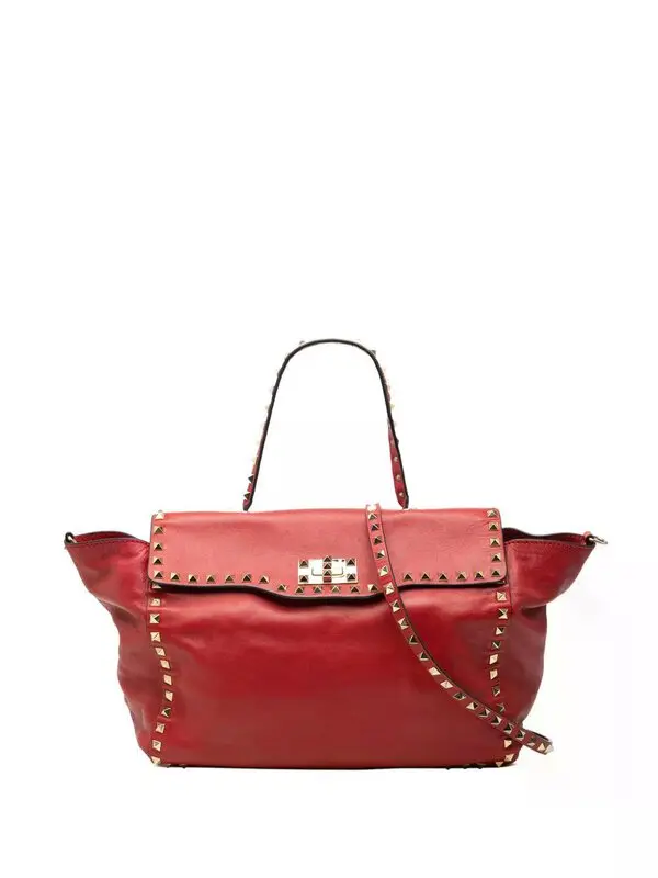 Valentino Garavani 2000-2025 Medium Leather Rockstud Trapeze Flap Satchel