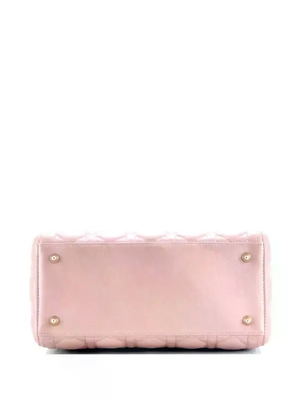 Dior Lady Medium Satchel Cannage Quilt Metallic Leather - Pink
