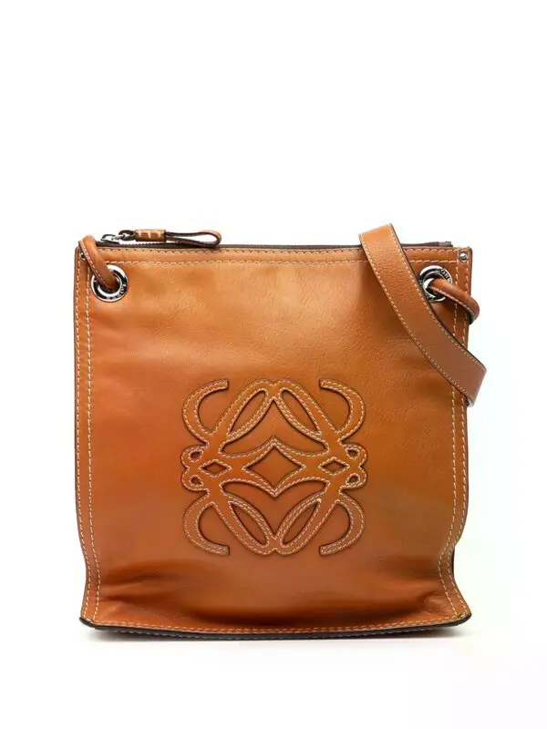 Loewe 2000-2010 Leather Anagram Crossbody Bag - Brown