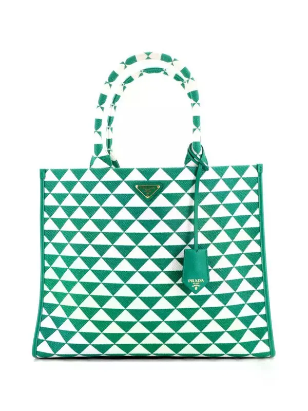 Prada Symbole Shopper Large Tote Bag Jacquard - Green