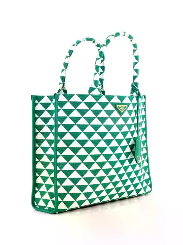Prada Symbole Shopper Large Tote Bag Jacquard - Green