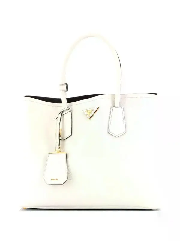 Prada Cuir Double Saffiano Leather Medium Tote Bag - White