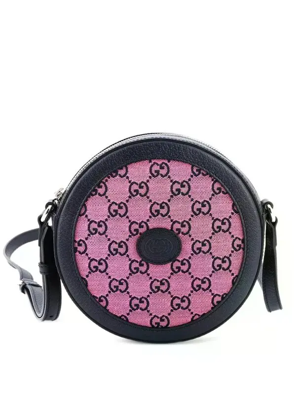 Gucci Interlocking G Patch Round Shoulder Bag Multicolor Gg Canvas