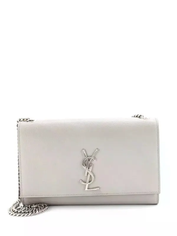 Saint Laurent Classic Monogram Grainy Leather Medium Crossbody Bag - Grey