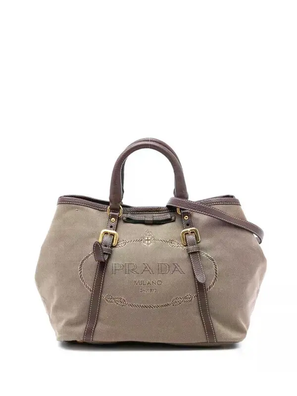 Prada Canvas Canapa Logo Bow Satchel