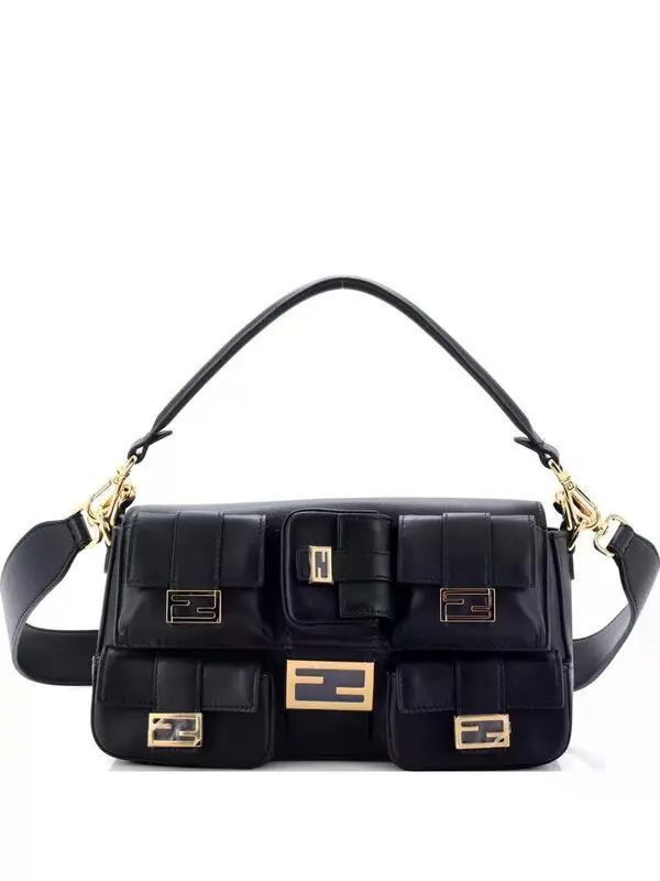 Fendi Multipocket Baguette Leather Shoulder Bag