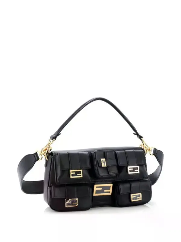 Fendi Multipocket Baguette Leather Shoulder Bag