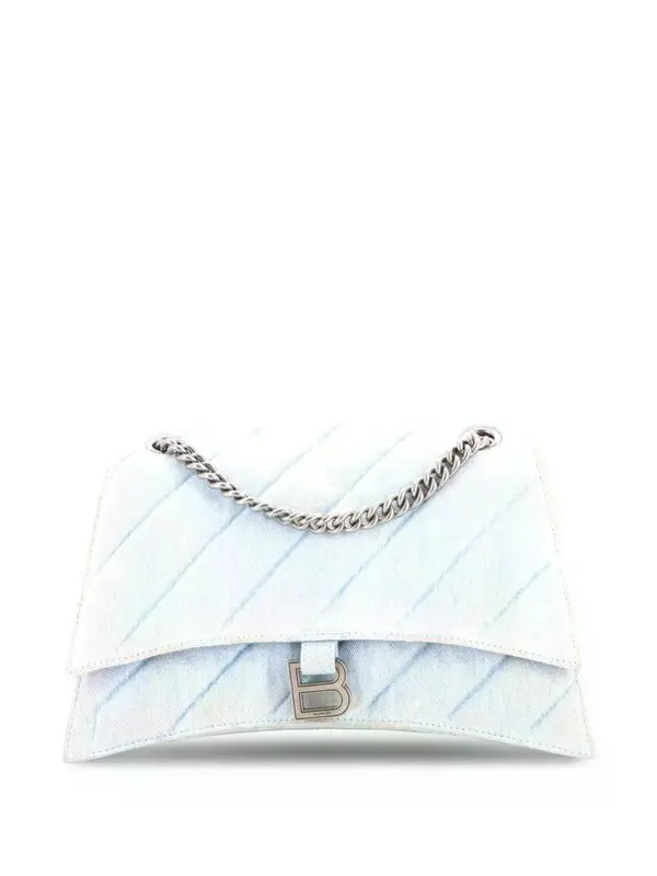 Balenciaga Crush Chain Flap Bag Quilted Denim Medium - Blue