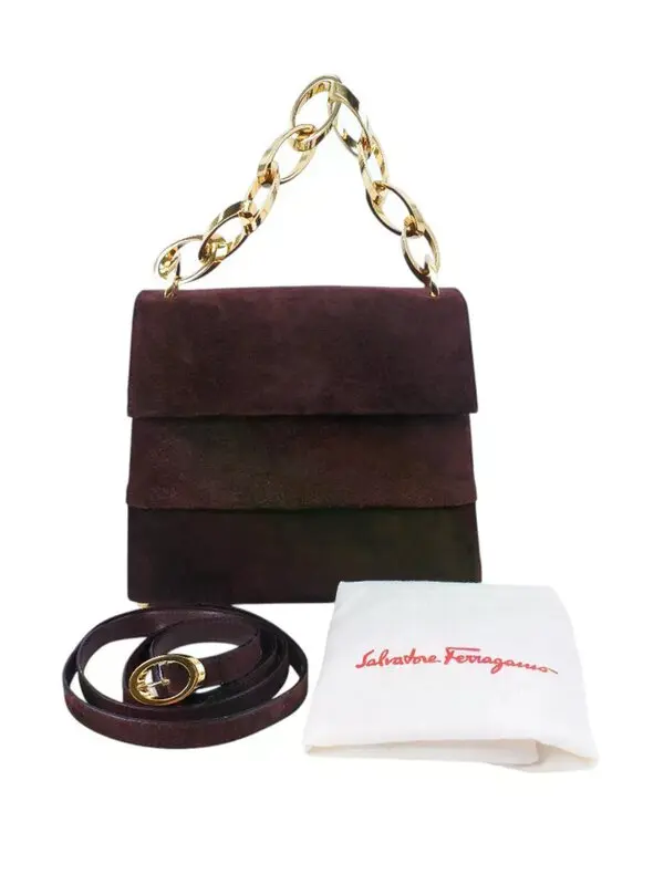 FERRAGAMO Suede Chain Satchel
