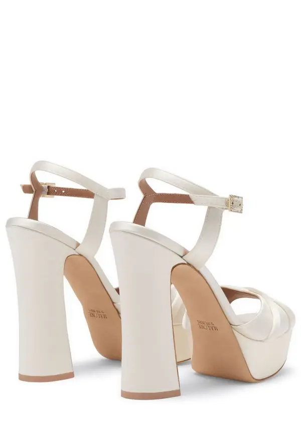 MALONE SOULIERS Keaton Satin Platform Sandals - Ivory
