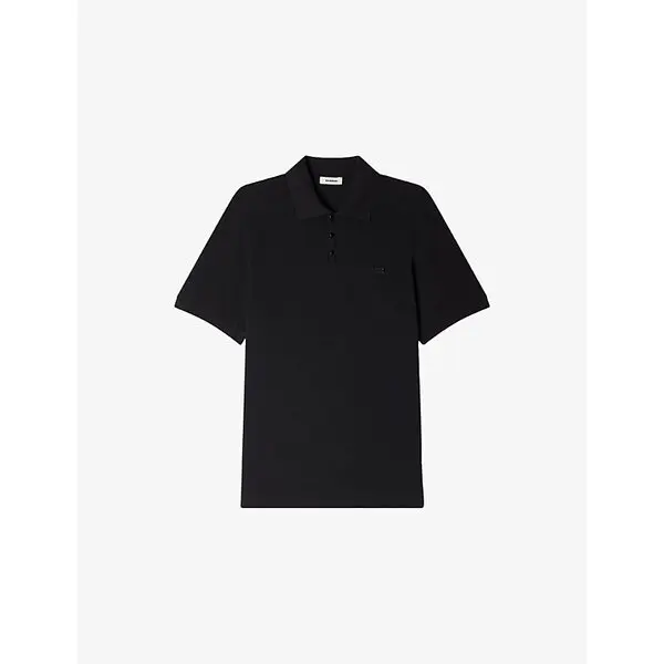 Sandro Branded Cotton-piqué Polo Shirt - Black