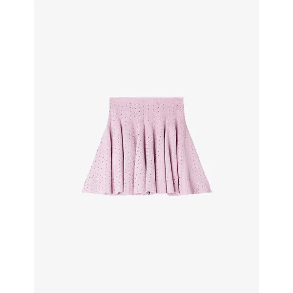 Sandro Rhinestone-embellished Knitted Mini Skirt