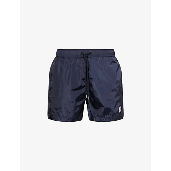 Moncler Brand-patch Drawstring Swim Shorts - Navy
