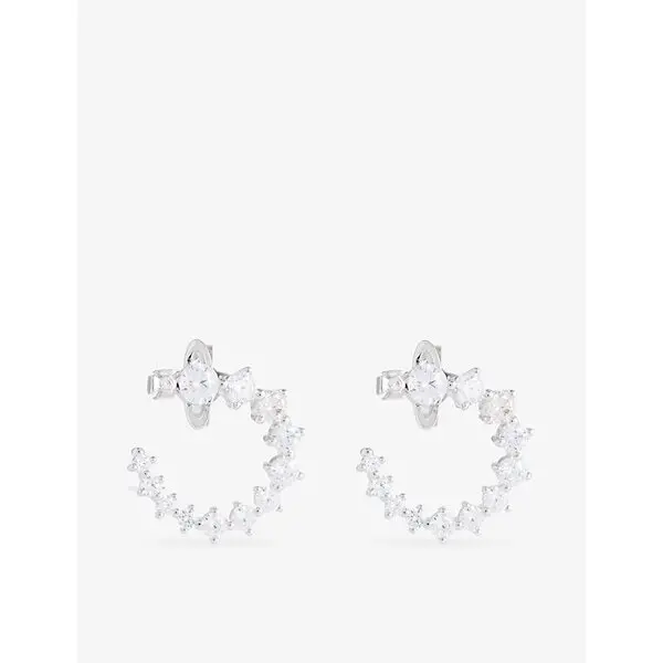 VIVIENNE WESTWOOD Lydia Brass And Crystal Hoop Earrings - Platinum / White Cz