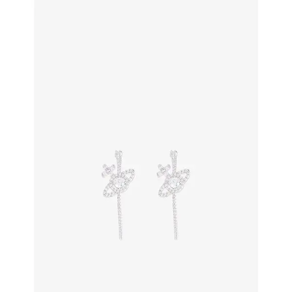 VIVIENNE WESTWOOD Olympia Brass And Crystal Hoop Earrings - Platinum / White Cz