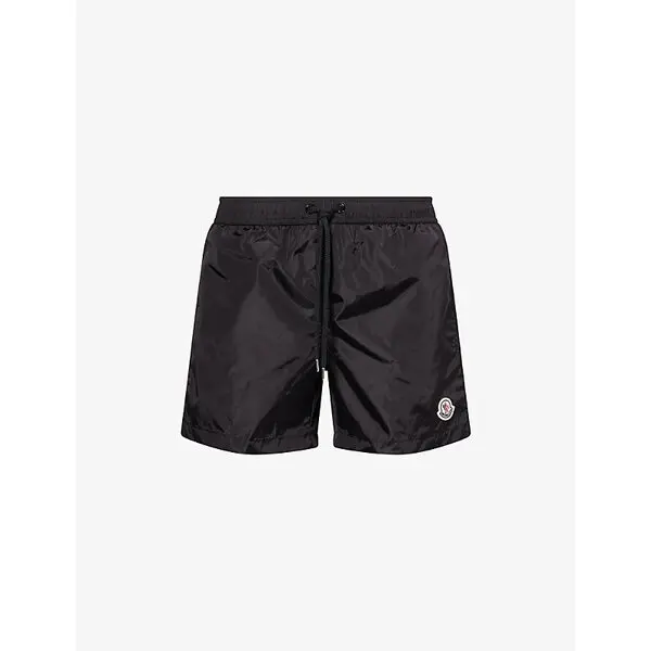 Moncler Brand-patch Drawstring Swim Shorts - Black