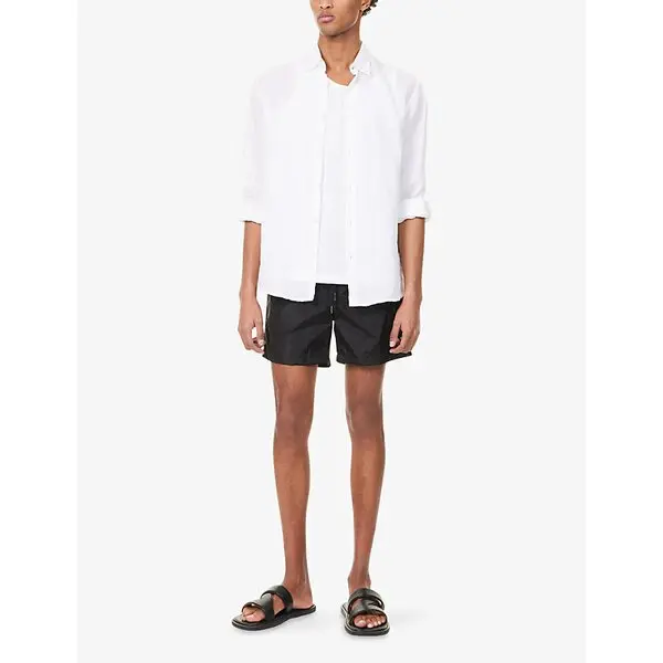 Moncler Brand-patch Drawstring Swim Shorts - Black