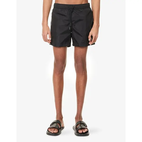 Moncler Brand-patch Drawstring Swim Shorts - Black