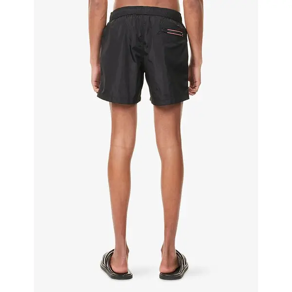 Moncler Brand-patch Drawstring Swim Shorts - Black